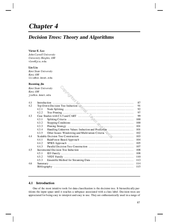 (PDF) Decision Trees: Theory and Algorithms