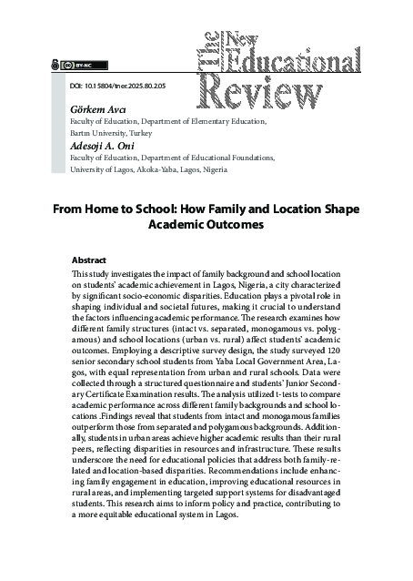 (PDF) From Home to School: How Family and Location Shape Academic Outcomes