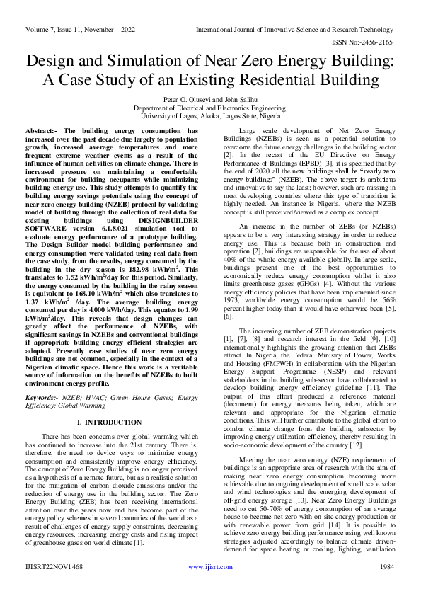 (PDF) Design and Simulation of Near Zero Energy Building: A Case Study ...