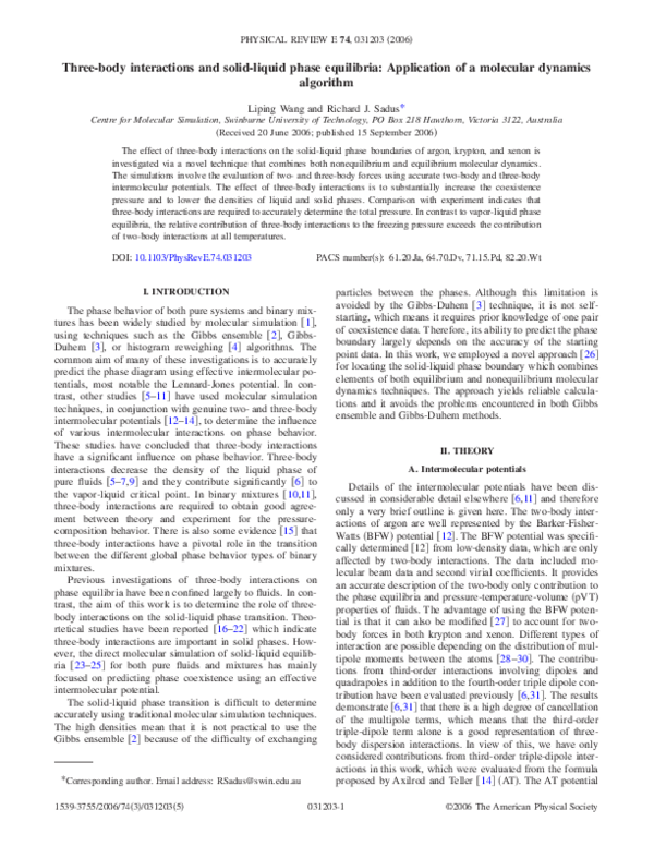 (PDF) Three-body interactions and solid-liquid phase equilibria ...