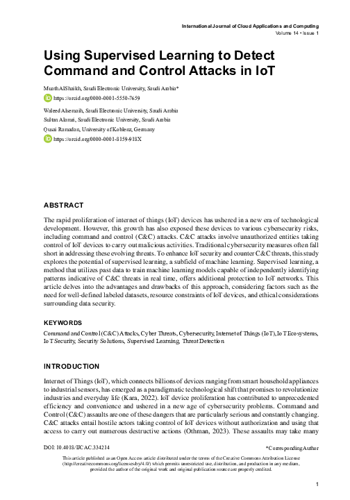 (PDF) Using Supervised Learning to Detect Command and Control Attacks ...