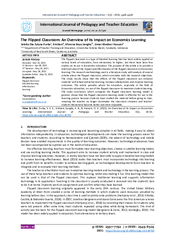 (PDF) The Flipped Classroom: An Overview of its Impact on Economics ...
