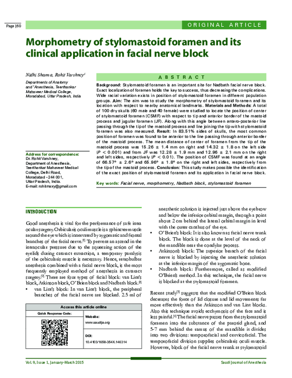 (PDF) Morphometry of stylomastoid foramen and its clinical application ...