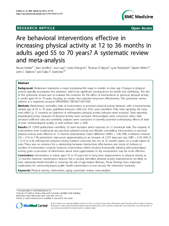 (PDF) Are behavioral interventions effective in increasing physical activity at 12 to 36 months ...