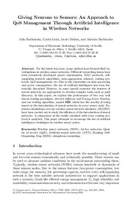 (PDF) Giving Neurons to Sensors: An Approach to QoS Management Through Artificial Intelligence ...