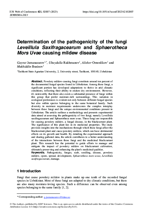 (PDF) Determination of the pathogenicity of the fungi Leveillula ...