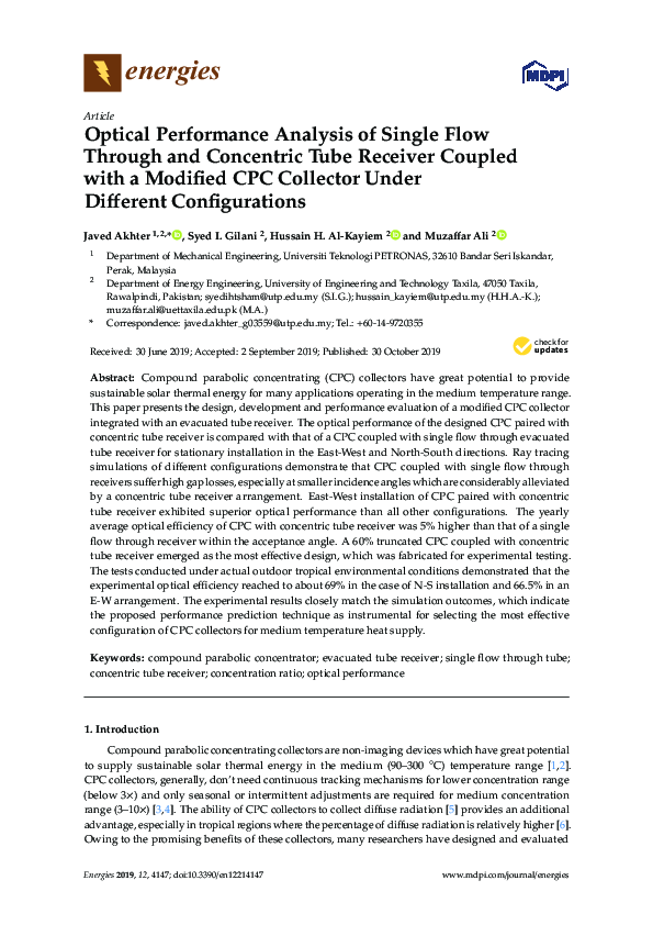 (PDF) Optical Performance Analysis of Single Flow Through and ...