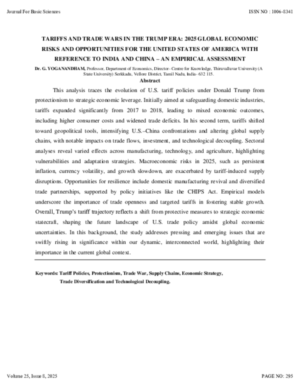 (PDF) TARIFFS AND TRADE WARS IN THE TRUMP ERA: 2025 GLOBAL ECONOMIC ...