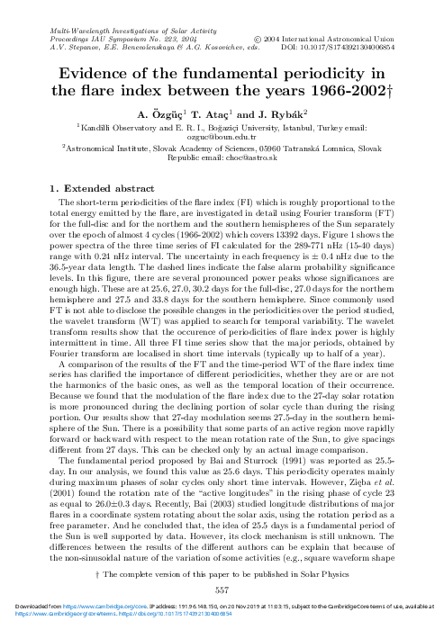 (PDF) Evidence of the fundamental periodicity in the flare index ...