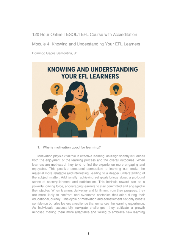 (PDF) Knowing and Understanding Your EFL Learners