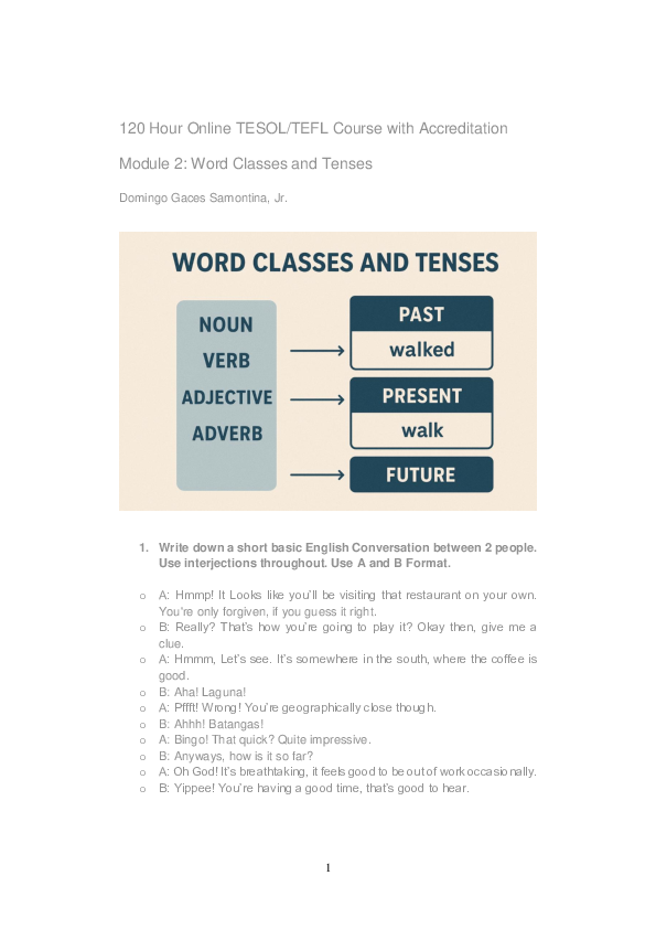 (PDF) Word Classes and Tenses