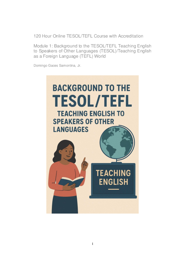 (PDF) Background to the TESOL/TEFL Teaching English to Speakers of ...