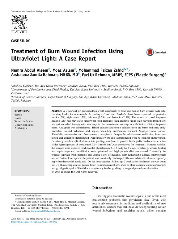 (PDF) Treatment of Burn Wound Infection Using Ultraviolet Light: A Case ...