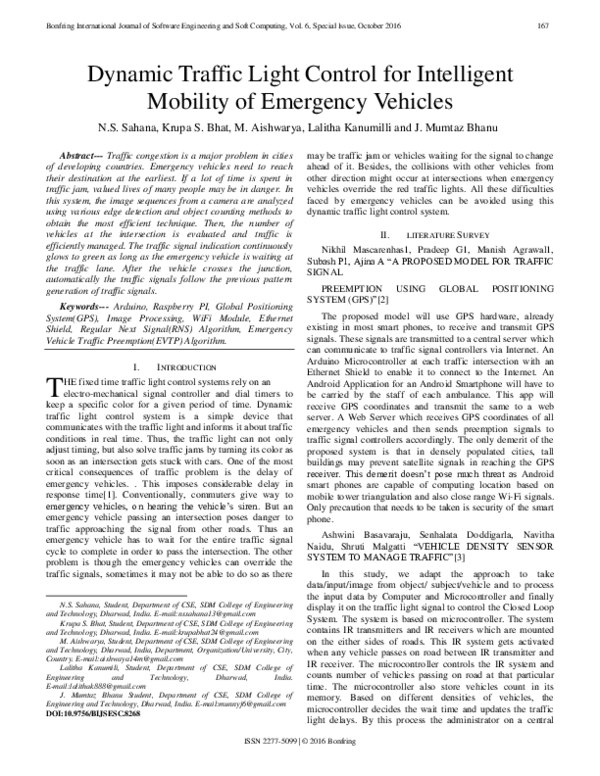 (PDF) Dynamic Traffic Light Control for Intelligent Mobility of Emergency Vehicles