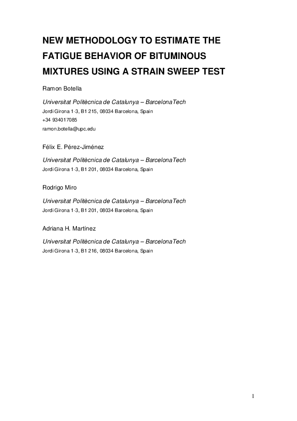 (PDF) New methodology to estimate the fatigue behavior of bituminous ...