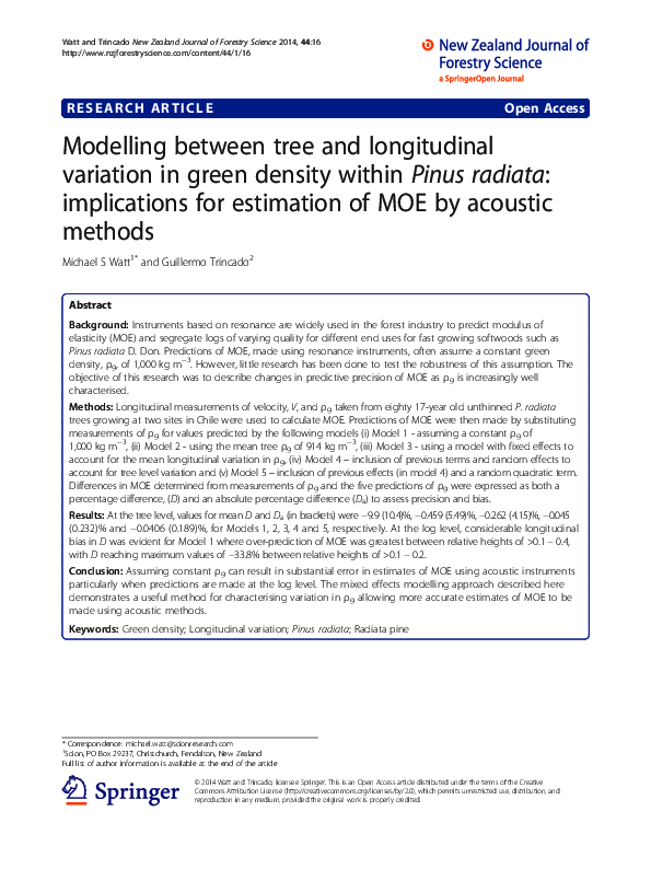 (PDF) Modelling between tree and longitudinal variation in green ...