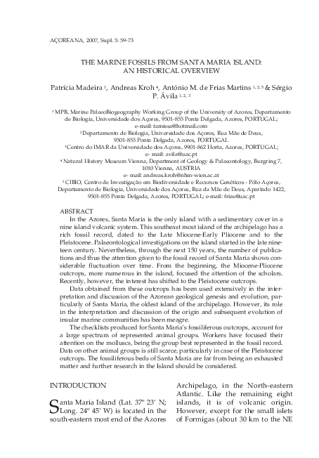 (PDF) The Marine Fossils from Santa Maria Island: An Historical Overview