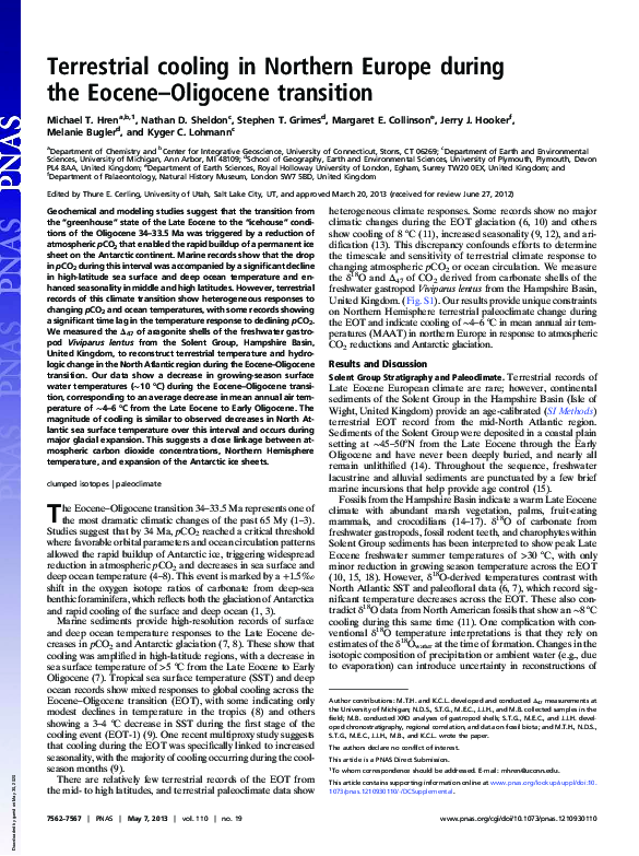 (PDF) Terrestrial cooling in Northern Europe during the Eocene ...