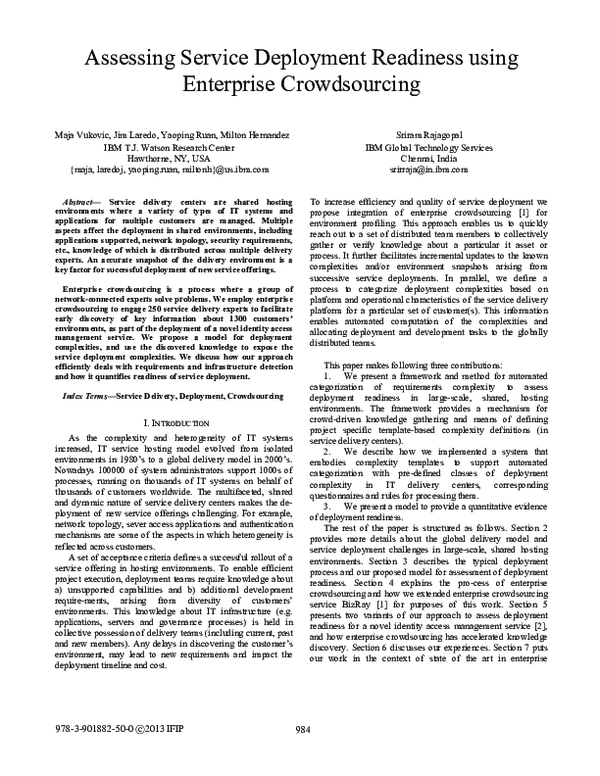 (PDF) Assessing service deployment readiness using enterprise crowdsourcing