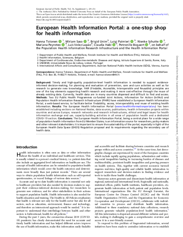 (PDF) European Health Information Portal: a one-stop shop for health ...