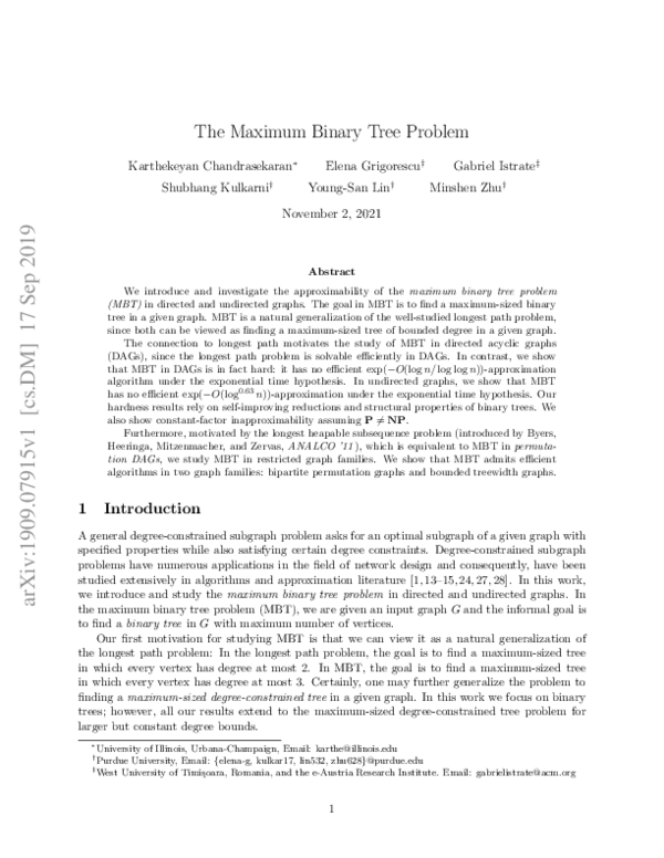 (PDF) The Maximum Binary Tree Problem