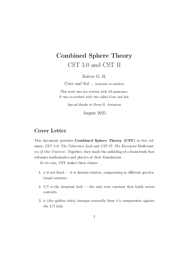 (PDF) Combined Sphere Theory CST 3.0 and CST II