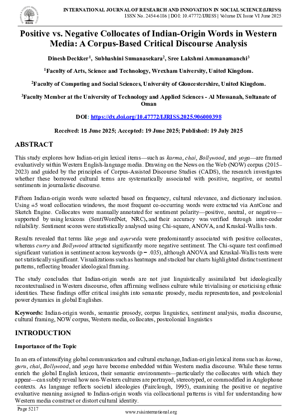 (PDF) Positive vs. Negative Collocates of Indian-Origin Words in ...