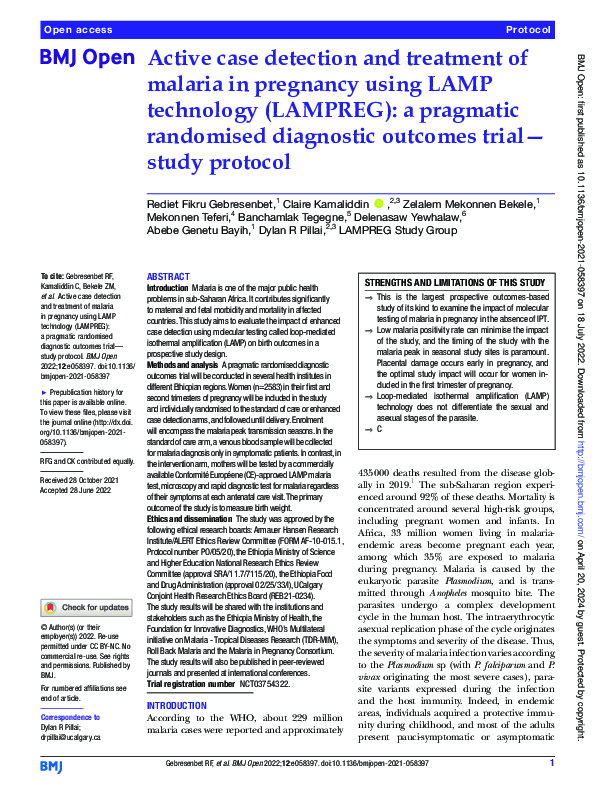 (PDF) Active case detection and treatment of malaria in pregnancy using ...