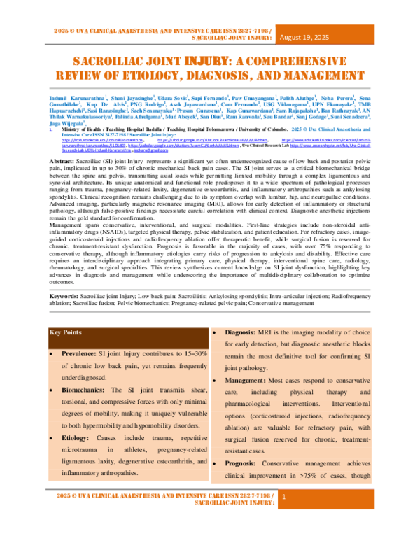 (PDF) Sacroiliac Joint Injury A Comprehensive Review of Etiology ...