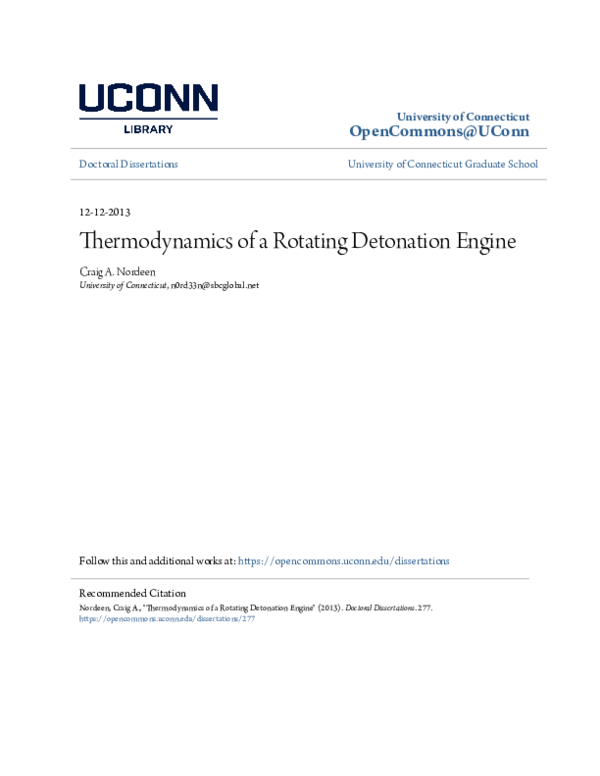 (PDF) Thermodynamics of a Rotating Detonation Engine