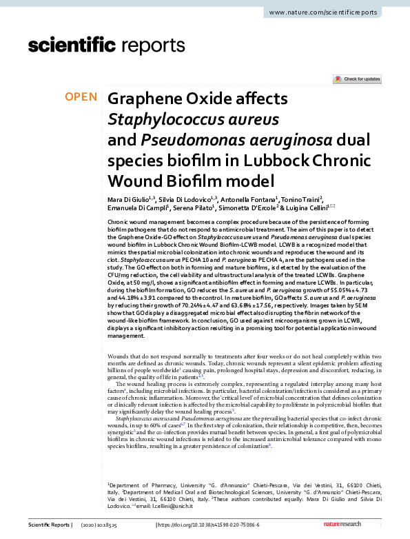 (PDF) Graphene Oxide affects Staphylococcus aureus and Pseudomonas ...