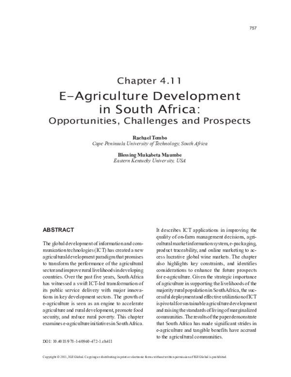 (PDF) E-Agriculture Development in South Africa