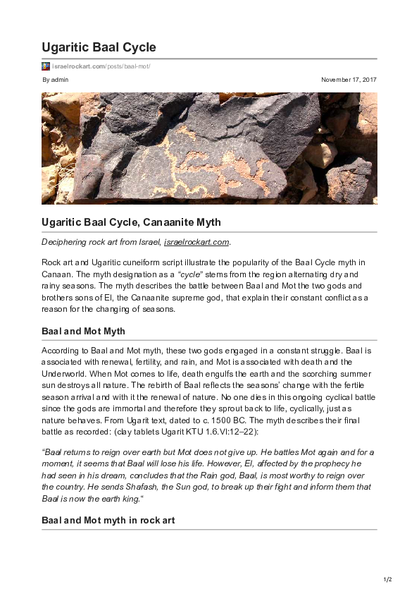 (PDF) Ugaritic Baal Cycle