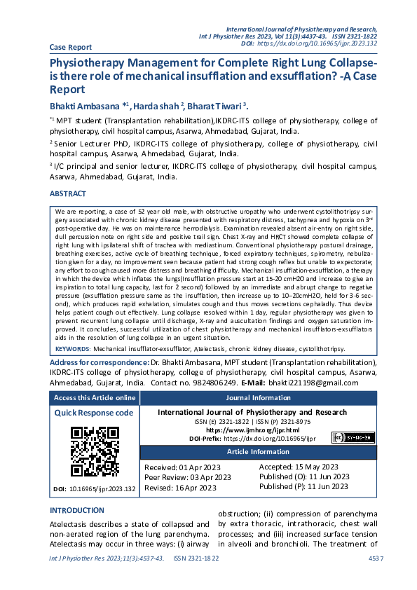 (PDF) Physiotherapy Management for Complete Right Lung Collapse- is ...