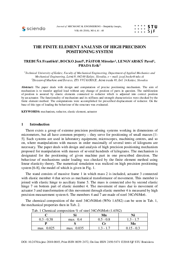 (PDF) The Finite Element Analysis of High Precision Positioning System