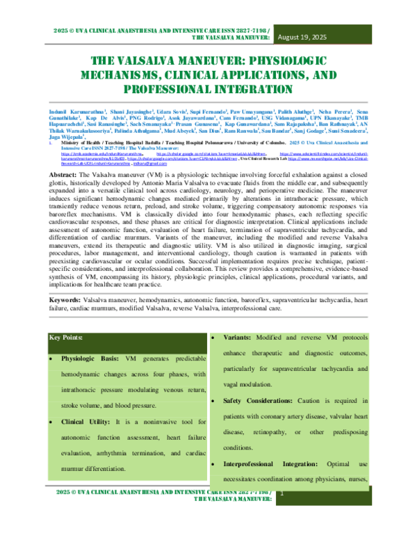 (PDF) The Valsalva Maneuver Physiologic Mechanisms Clinical ...