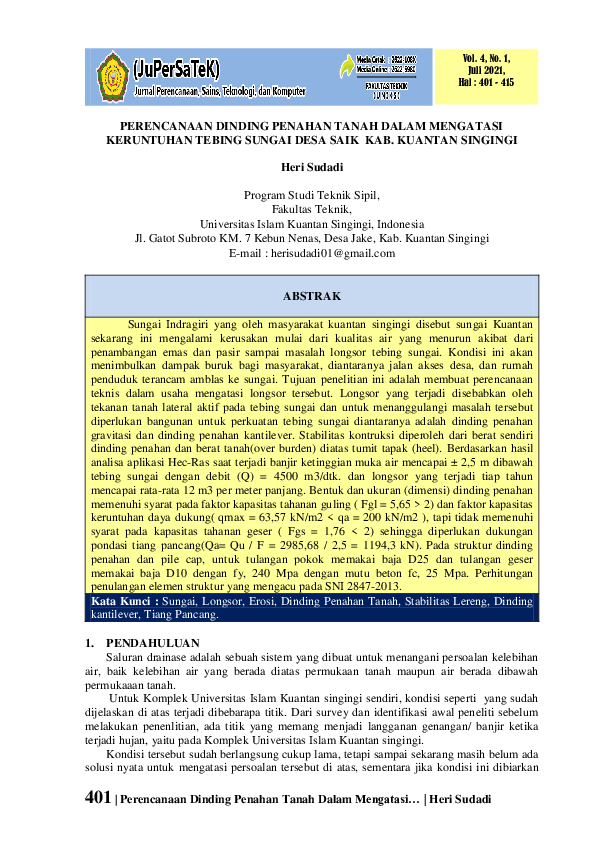 (PDF) Perencanaan Dinding Penahan Tanah Dalam Mengatasi Keruntuhan ...