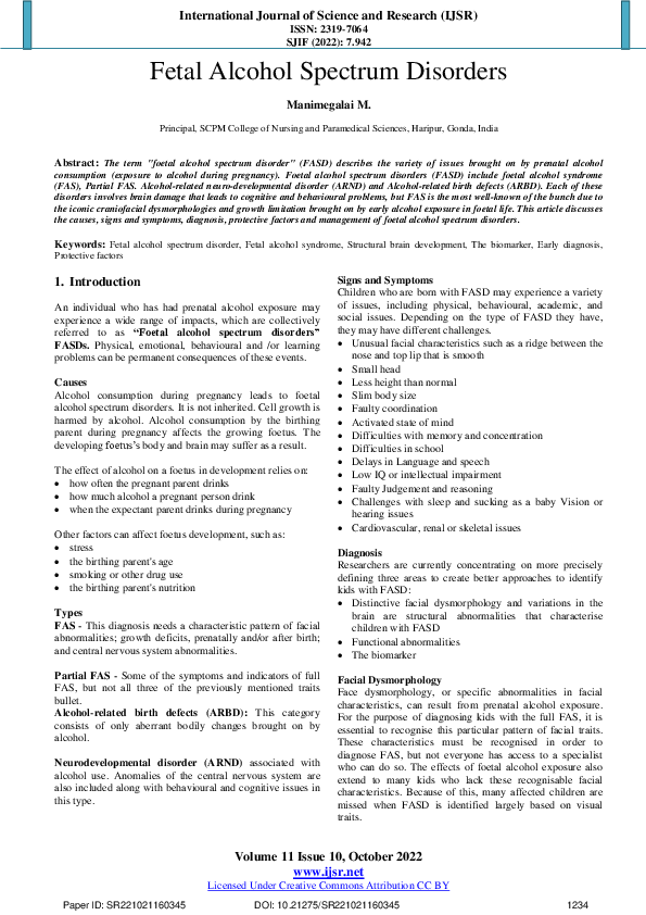 (PDF) Fetal Alcohol Spectrum Disorders