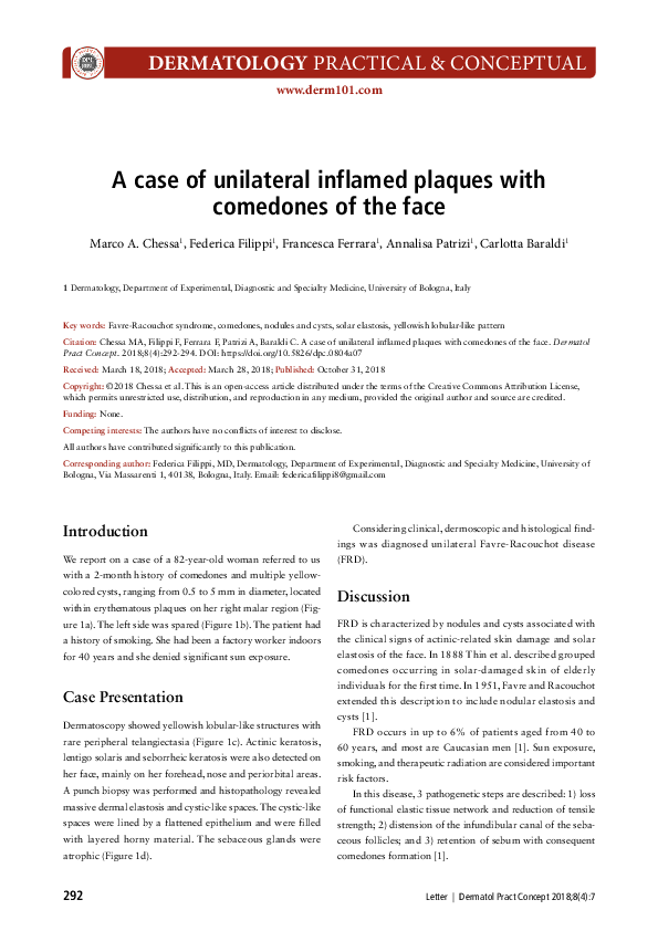 (PDF) A case of unilateral inflamed plaques with comedones of the face
