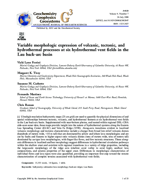 (PDF) Variable morphologic expression of volcanic, tectonic, and ...