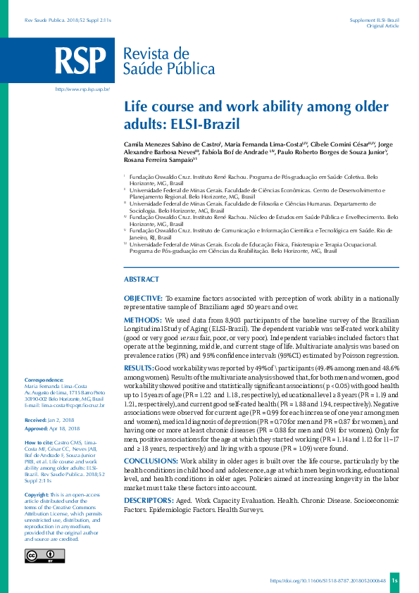 (PDF) Curso da vida e capacidade para o trabalho entre adultos mais ...