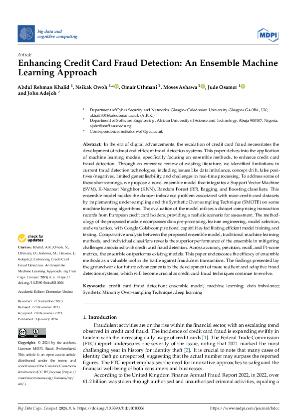 (PDF) Enhancing Credit Card Fraud Detection: An Ensemble Machine ...