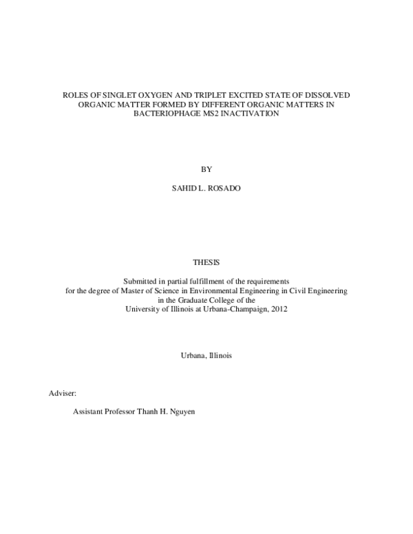 (PDF) Roles of singlet oxygen and triplet excited state of dissolved ...