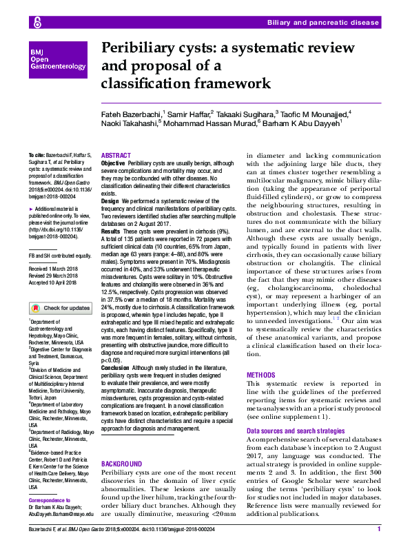 (PDF) Peribiliary cysts: a systematic review and proposal of a ...