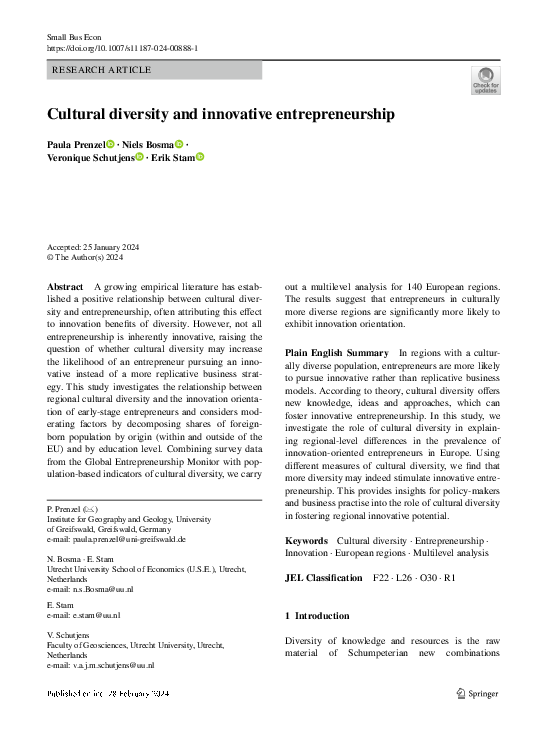 (PDF) Cultural diversity and innovative entrepreneurship