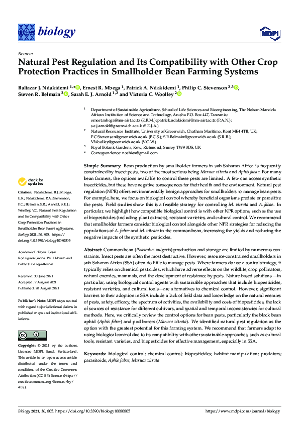 (PDF) Natural Pest Regulation and Its Compatibility with Other Crop ...