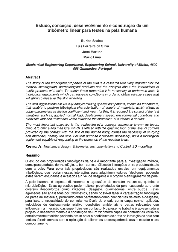 (PDF) Estudo, conceção, desenvolvimento e construção de um tribómetro ...