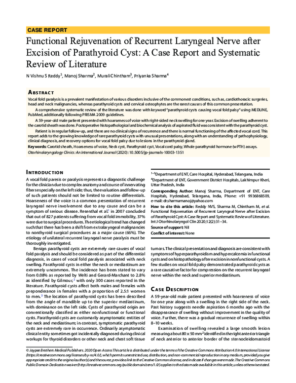 (PDF) Functional Rejuvenation of Recurrent Laryngeal Nerve after ...