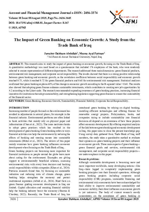 (PDF) The Impact of Green Banking on Economic Growth: A Study from the ...