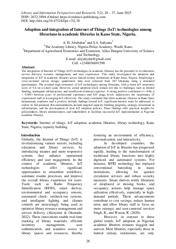 (PDF) Adoption and integration of Internet of Things (IoT) technologies ...